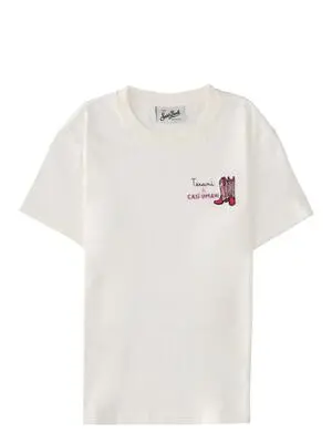 MC2 SAINT BARTH Cotton T-shirt With Embroidered Detail - White