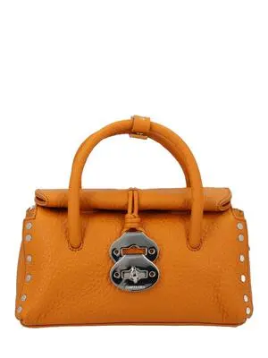 ZANELLATO Leather Top Handle Handbag With Turn-lock Closure And Stud Detailing - Orange