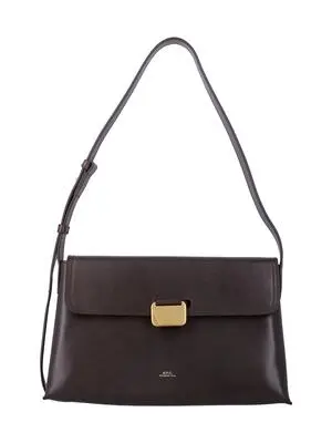 A.p.c. A.P.C. Leather Flap Shoulder Bag Dark Brown
