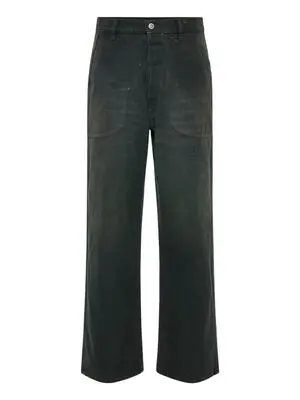 MAISON MARGIELA 100% Cotton Tailored Trousers - Grey
