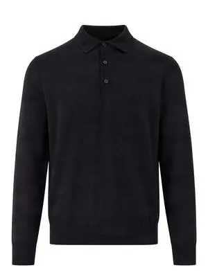 BOSS BLACK Long-sleeve Knit Polo Sweater - Black