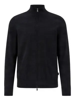 BOSS BLACK Zip-up Knit Sweater - Black