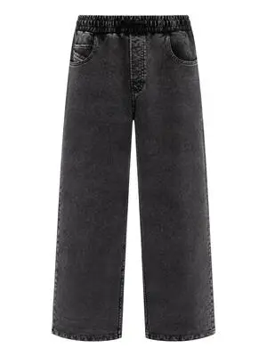 DIESEL® Wide-leg Jeans With Drawstring Waist - Black/denim