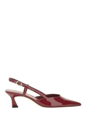 STUART WEITZMAN Coated Leather Slingback Sandals - Bordeaux