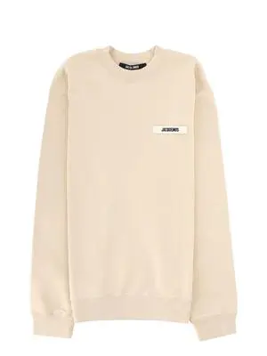 Jacquemus JACQUEMUS Cotton Crewneck Sweatshirt With Logo Detail Beige