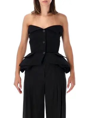 Magda Butrym Magda Butrym Strapless Peplum Button-Front Top Nero