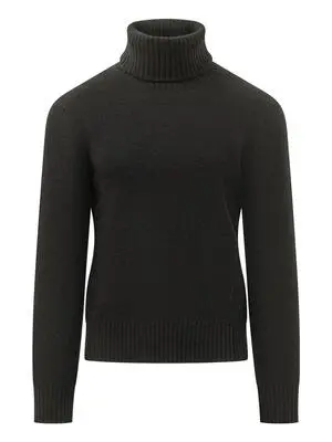 AMI Paris Ribbed Turtleneck Sweater - Noir