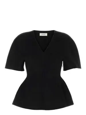 LISA YANG LISA YANG Double-Layer V-Neck Top In Wool And Cashmere