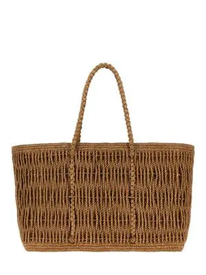 THE ROW Raffia Georgica Shopping Handbag - Camel