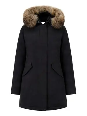 Woolrich Woolrich Fur-Trimmed Hooded Parka Coat Black