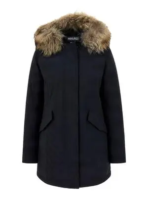 Woolrich Woolrich Fur-Trimmed Hooded Parka Coat Dark Navy