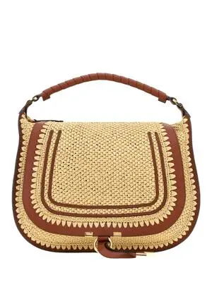 Chloé CHLOE Marcie Raffia Handbag Beige O Tan