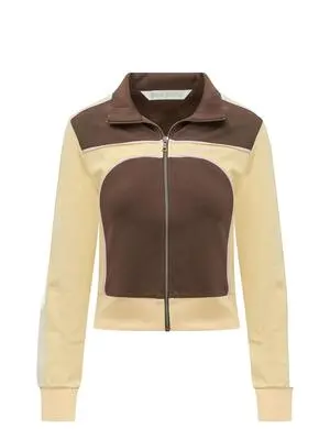 Palm Angels Contrasting Panel Zip-up Track Jacket - Brown-light Yellow