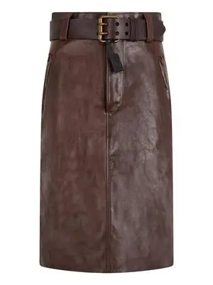 Saint Laurent SAINT LAURENT Calfskin Leather Dress Brown
