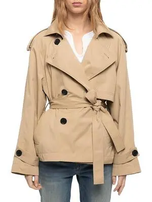Zadig&Voltaire Zadig & Voltaire Belted Cotton Trench Jacket Latte