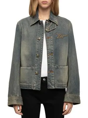 Zadig&Voltaire Lessa Embroidered Denim Jacket - Medium Blue