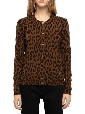 Zadig&Voltaire Missya Printed Wool & Cashmere Cardigan - Caramel