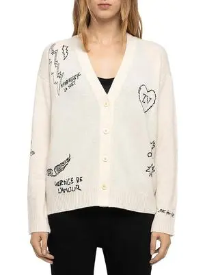 Zadig&Voltaire Mirkaz Embroidered Cashmere Cardigan - Ecru