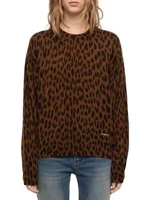 Zadig&Voltaire Soulo Leopard Print Wool & Cashmere Sweater - Caramel