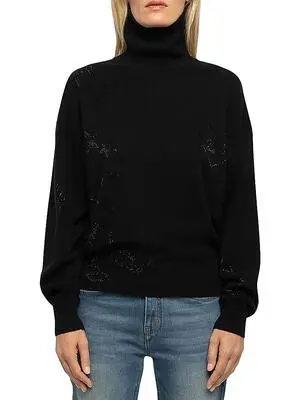 Zadig&Voltaire Souly Cashmere Embellished Turtleneck Sweater - Black