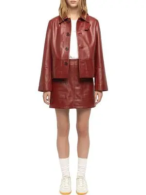 Zadig&Voltaire Lessa Leather Jacket - Cherry