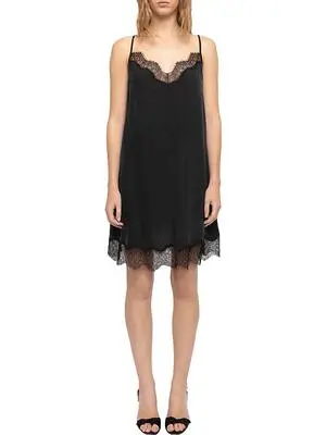 Zadig&Voltaire Silk Lace Trim Mini Dress - Black
