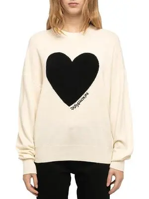 Zadig&Voltaire Soulo Wool & Cashmere Heart Sweater - Ecru