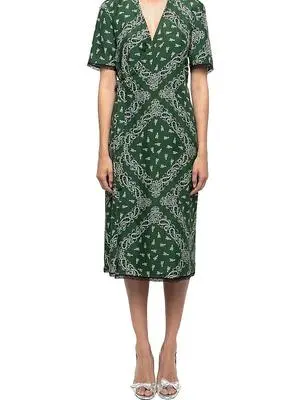 Zadig&Voltaire Reforme Silk Printed Wrap Dress - Meadow