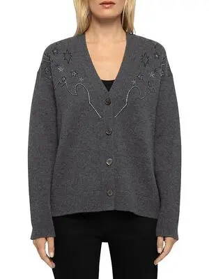 Zadig&Voltaire Mikyz Cashmere Embellished Cardigan - Anthracite