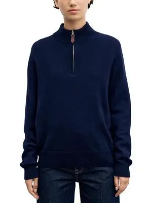 Gerard Darel Rhia Cashmere Half Zip Sweater - Navy