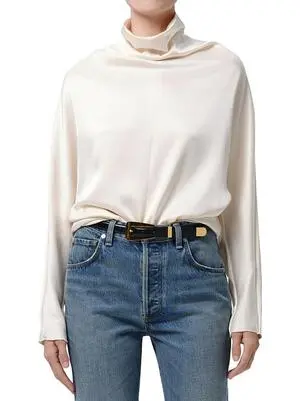 Citizens Of Humanity Ilaria Draped Turtleneck Top - Cream