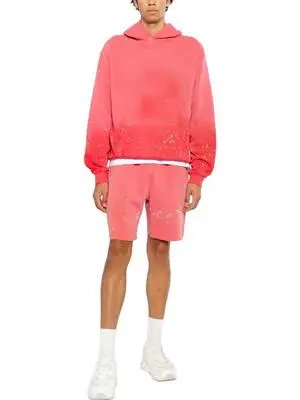 PALE CLOUD Ombré Effect Paint Splatter Shorts - Red