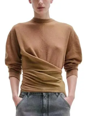 DARKPARK Long Sleeve Wrap Sweater - Brown