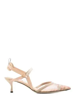 FENDI Fendi FF-Motif Mesh Pointed Toe Slingback Pumps