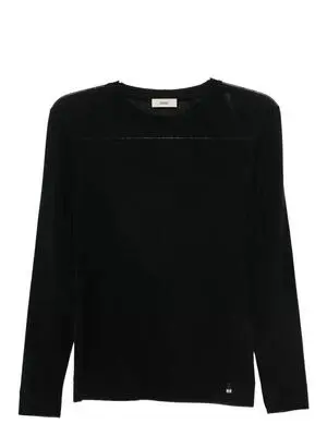 Herno Crew Neck Long Sleeve Fine Knit Sweater - Black