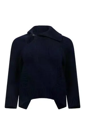 Victoria Beckham Victoria Beckham Asymmetric Collar Wool Sweater Blue