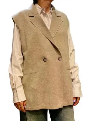 GRAN SASSO Double-breasted Knit Gilet - Neutrals