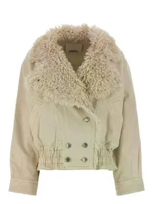 Isabel Marant Étoile Valineo Shearling-collar Denim Jacket - Neutrals