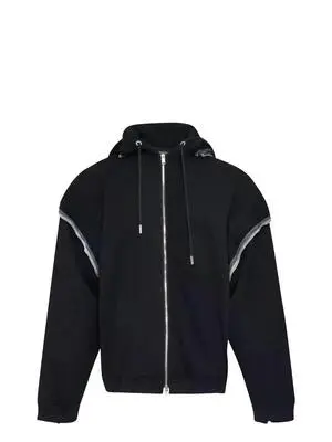 MASTERMIND WORLD Zip-up Layered Hoodie With Skull Patch - Black