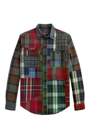 Polo Ralph Lauren Classic Fit Patchwork Plaid Oxford Shirt - Blue