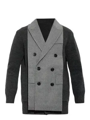 Sacai Double-breasted Panel Cardigan - Grey