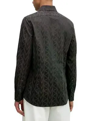 Michael Kors Monogram-print Long-sleeve Shirt - Black