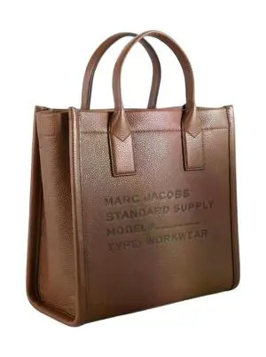 Marc Jacobs Logo-embossed Grained Leather Tote Bag - Brown