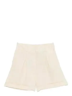 MAISON123 Pleated Turn-up Shorts - Neutrals