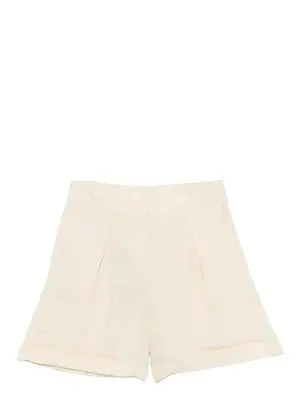MAISON123 Pleated Turn-up Shorts - Neutrals