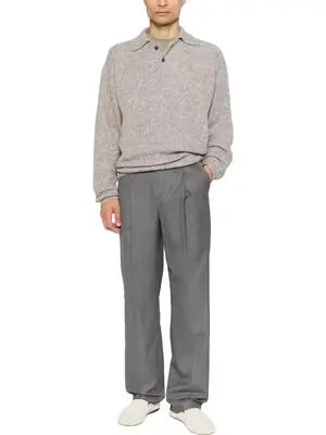 AMARANTO Ribbed-knit Button-up Sweater - Grey