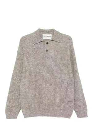 AMARANTO Ribbed-knit Button-up Sweater - Grey