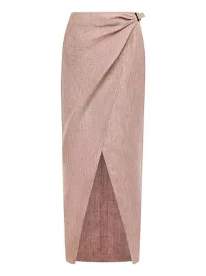 12 STOREEZ Buckle-fastening Wrap Maxi Skirt - Pink