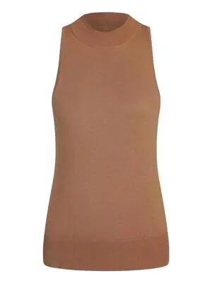12 STOREEZ 12 STOREEZ Sleeveless Ribbed Trim Top Brown