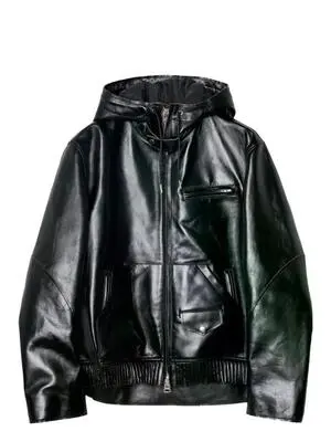 Sacai Leather Hooded Jacket - Black